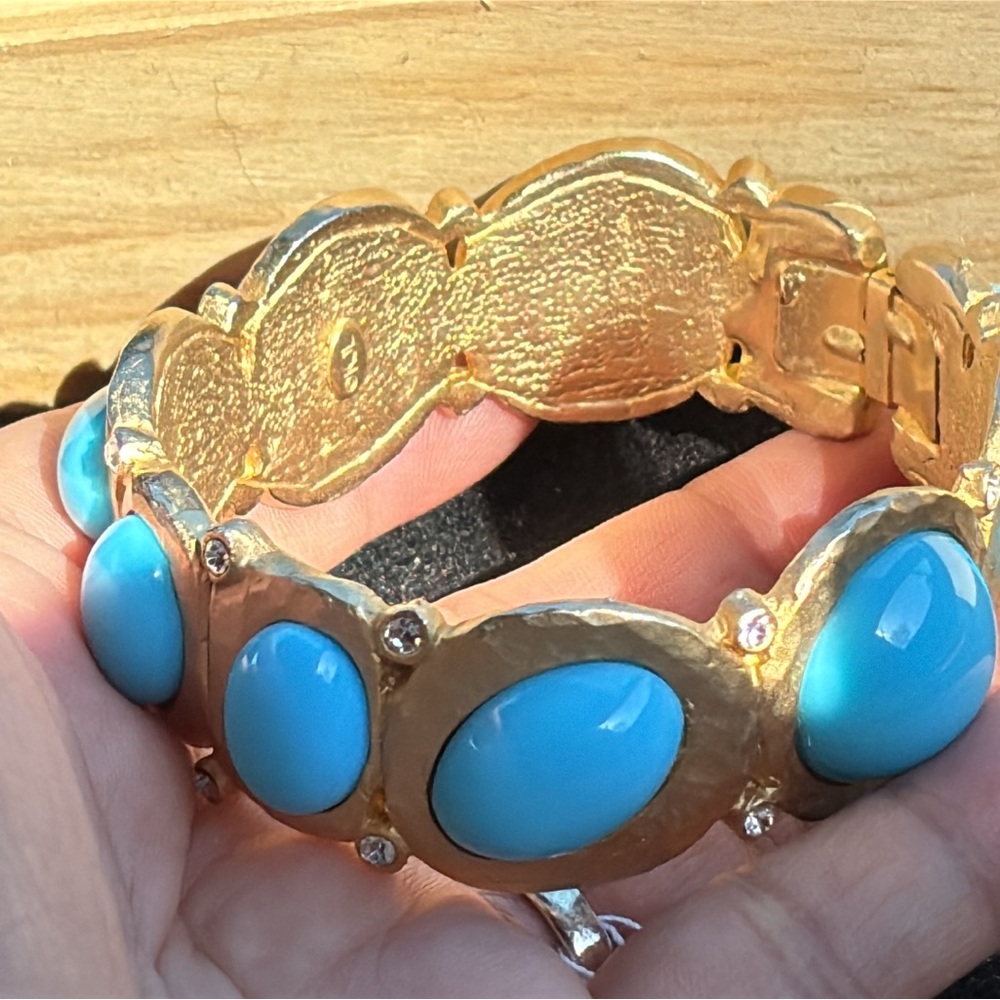 Rare Kenneth Jay Lane Turquoise & Gold Bracelet - Gem
